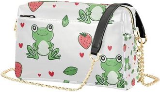 Mnsruu Sacs à bandoulière pour femme, sac à main en cuir fraise, grenouille
