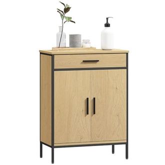 HOMCOM Meuble de Salle de Bain, Meuble de Rangement avec tiroir, Placard &agrave; Porte, &eacute;tag&egrave;re r&eacute;glable et charni&egrave;res &agrave; Fermeture, Armoire de Salle de Bain, Cuisi