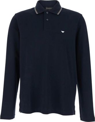 Emporio Armani Homme, Tops, Bleu, Taille: 3XL Polo &agrave; Manches Longues avec Logo Aigle