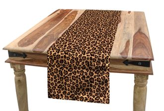 Abakuhaus Leopard-Druck Tischläufer, Orange Exotische Afrikanische, Esszimmer Küche Rechteckiger Dekorativer Tischläufer, 40 x 180 cm, Orange Schwarz
