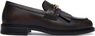 Tommy Hilfiger Slipper Tommy Hilfiger Th Chain Fringe Leather Loafer FW0FW09668 Dunkelbraun