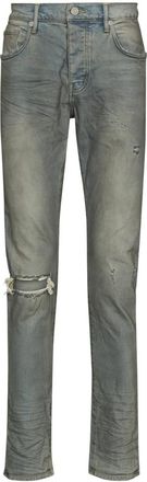 Purple Distressed-look Mid-rise Jeans