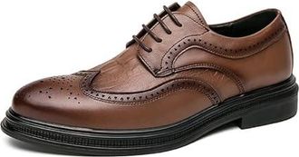 Generic Chaussures Oxford habillées for Hommes, à Lacets, Bout Rond, en Cuir, imprimé Crocodile, Patchwork, Bouts daile, Talon carré, Basses, antidérapantes, 