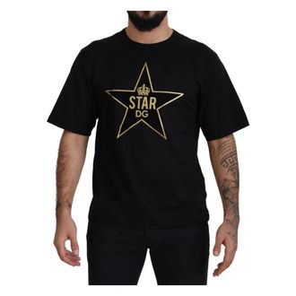Dolce & Gabbana Kurz&auml;rmeliges T-Shirt mit Rundhalsausschnitt - - Tops - Herren - Schwarzk - XS
