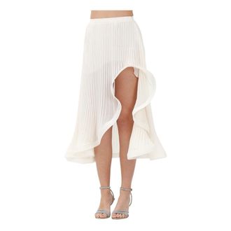 Simona Corsellini Femme, Jupes, Blanc, Taille: 36 FR &Eacute;l&eacute;gante Jupe Midi Pliss&eacute;e