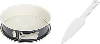 Dr. Oetker Spring-/Kuchen-/Backform, Ø 28 cm Back-Trend,aus Stahl mit keramisch verstärkter Antihaft-Beschichtung, 1 Stück, creme/anthrazit & Kuchenlöser, einfac