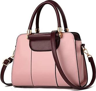 Generic Sacs &agrave; main et sacs &agrave; main bicolores pour femme avec poign&eacute;e sur le dessus - Sac &agrave; bandouli&egrave;re tendance pour femme, rose, Large