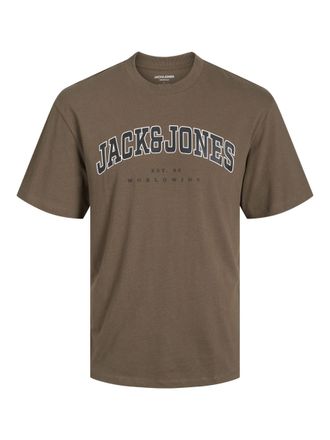 Jack & Jones Herren Jjecaleb Varsity Tee O-Neck Noos T-Shirt, Canteen,M