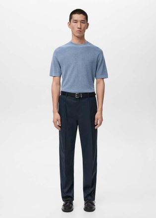 Mango T-shirt maille coton bleu porcelaine - Homme - XL - MANGO MAN