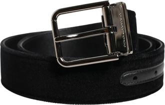 Dolce & Gabbana Homme, Accessoires, Noir, Taille: 85 CM Ceinture en Velours avec Bordure en Cuir Boucle en M&eacute;tal