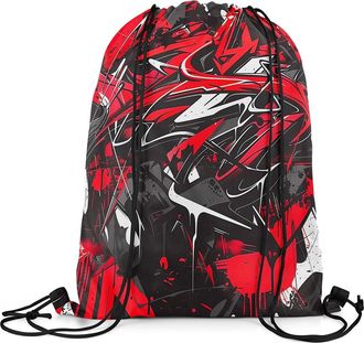 Generic Zuziehbeutel Abstrakte Kunst In Rot Und Schwarz Strapazierf&auml;hig Kordelzug Sporttasche Wasserabweisend Sportsack F&uuml;r Urlaub Klettern Schule 39X46Cm