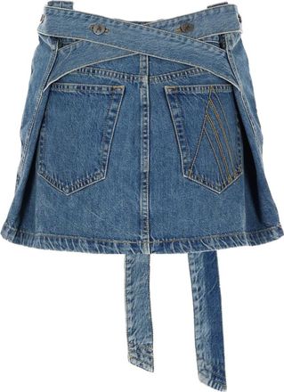 The Attico Denim with Belt Skirt - Blue