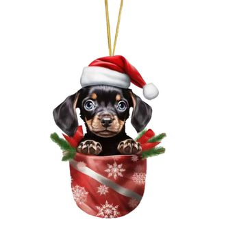 Generic Acryl-Weihnachtsdekorationen - 2D-Cartoon-Hund Im Becher-Anh&auml;nger Zum Baum | Niedliche Weihnachtsdekoration, Weihnachtsbaum Zum Aufh&auml;ngen An Kindern, 