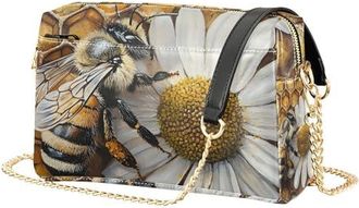 Mnsruu Sacs à bandoulière pour femme, sac à main en cuir avec motif abeille et fleur