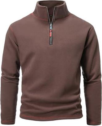 Generic Pull en polaire pour homme - Automne/hiver - Manches longues - Col montant - Haut - Sweat &agrave; capuche dext&eacute;rieur - Sans capuche - Veste de sport &agrave; manch