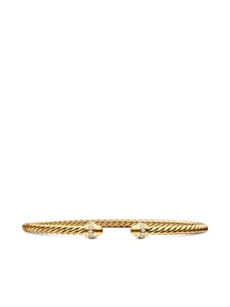 David Yurman bracelet Classic Cablespira en or 18ct pav&eacute; de diamants (3 mm)