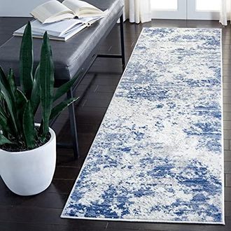 Safavieh Modern Teppich f&uuml;r Wohnzimmer, Esszimmer, Schlafzimmer - Amelia Collection, Kurzer Flor, Blau, 76 X 183 cm