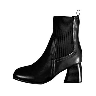 Generic Bottines Chelsea pour femme &agrave; talon bloc - &Eacute;l&eacute;gantes - Style r&eacute;tro - Couleur unie - Extensibles - Confortables - Pour le travail et les loisirs, Noir,