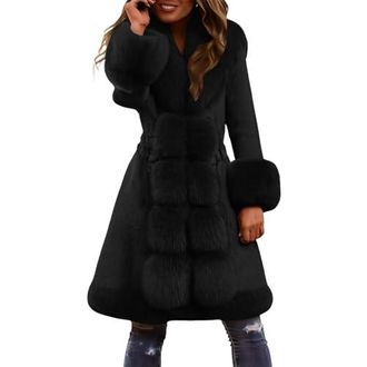 Generic Manteau en fourrure pour femme - Manteau dhiver long et &eacute;l&eacute;gant avec peluche - Hiver chaud - Veste en fourrure synth&eacute;tique &eacute;paisse - Coupe-vent - Vest