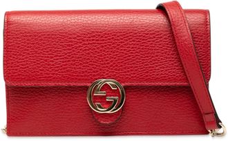 Gucci Hobo Bags - Leather Interlocking G Dollar Wallet on Chain - Gr. unisize - in Rot - f&uuml;r Damen