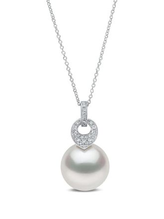 Yoko London collier Jazz en or blanc 18 ct &agrave; pendentif perle et diamants - Argent