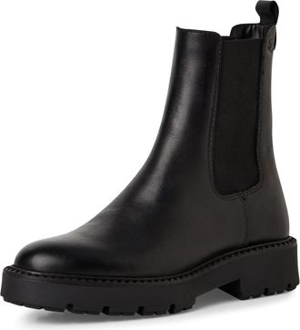 Tamaris Damen Chelsea Boots, Frauen Stiefeletten,TOUCHit-Fußbett,schleifen,strass-steine,schwarz,rose,blau,grau,navy,rot,BLACK LEATHER,38 EU