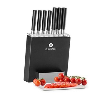 Klarstein Klarstein Couteau Cuisine, Lot 7 Couteau de Cuisine Professionnel avec Bloc, Set Couteaux et Ustensiles de Cuisine en Acier Inoxydable, Kit Support Bl