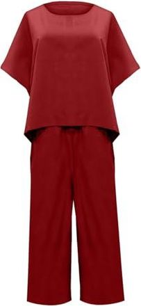 Generic Ensemble de v&ecirc;tements de d&eacute;tente pour femme en mousseline color&eacute;e d&eacute;t&eacute; d&eacute;contract&eacute; col rond imprim&eacute; deux costumes pour femmes 2 tenues d&eacute;t&eacute; tenue de v