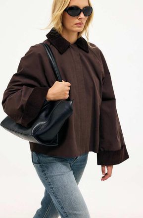 NA-KD Trenchcoat kurz mit Cordkragen in Braun