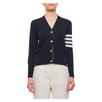 Thom Browne Femme, Pulls, Bleu, Taille: 34 FR 4-Bar Cardigan