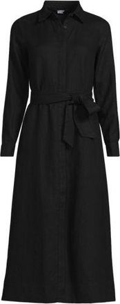Lands End Leinen-Midikleid, Damen, Größe:36-38 regular, Schwarz, by Lands End