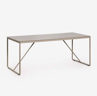 Sklum Rechteckiger Gartentisch 185x85 cm aus Melida-Stahl Moka Braun