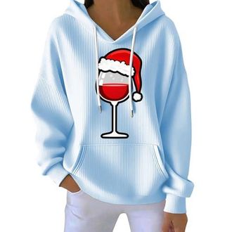 Generic Sweat à capuche de Noël surdimensionné à manches longues pour femme - Tendance dautomne - Décontracté pour lentraînement, les fêtes, les cadeaux de No