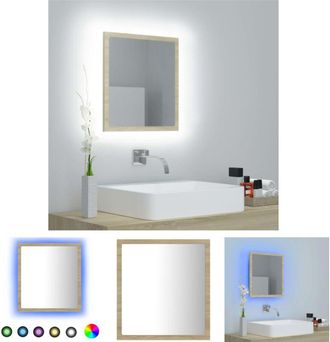 vidaXL Vidaxl - The Living Store LED-Badspiegel Sonoma-Eiche 40x8,5x37 cm Acryl - LED-Spiegel - Badspiegel - Waschbeckenspiegelt - Badezimmerdekor