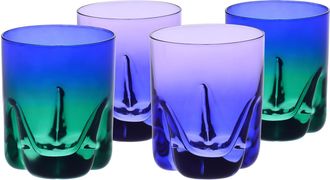 Krosno Whiskygl&auml;ser 250 ml - 4er Set - Aurora Kollektion - Handbemalt - Bleifreies Kristall - F&uuml;r Bourbon, Rum & Cocktails - Geschenk - Blau-Violett