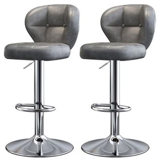 Generic Moderne Barhocker, 2Er-Set, Drehbar, mit R&uuml;ckenlehne, Metallgestell, Gepolstert, f&uuml;r K&uuml;cheninseln, 62-82 cm