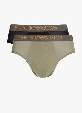 Emporio Armani Lot de 2 slips en coton m&eacute;lang&eacute;