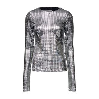 Maison Margiela Lang&auml;rmeliges Shirt mit Karomuster und Rundhalsausschnitt - - Tops - Damen - Grau - XS
