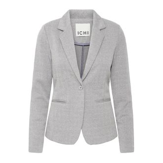 Ichi Jacquard Blazer Jacke Sharkskin Herringbone - - Jackets - Damen - Grau - XS