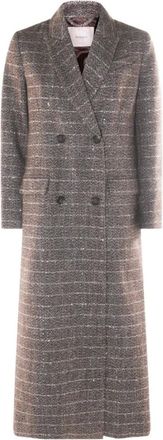 Twinset Femme, Manteaux, Brun, Taille: 38 FR Manteau Marron Pied-de-poule Double Boutonnage