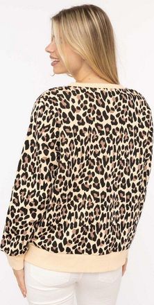 Zwillingsherz Sweatjacke Leo AOP mit Rei&szlig;verschluss, Rippb&uuml;ndchen, Eingriffstaschen, Leomuster