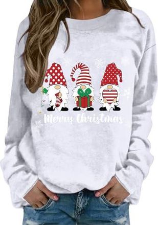 Generic Pull de Noël 2025 pour femme - Pull de Noël amusant et moche - Imprimé graphique festif - Manches longues - Style décontracté - Pour fêtes de vacances