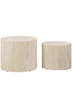 MID.YOU Mid.you Couchtischset, Natur, Holzwerkstoff, 2-teilig, oval, S&auml;ule, 48x40x33 cm, Wohnzimmer, Wohnzimmertische, Satztische