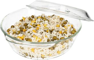 MamboCat Brat- und Backform 2L mit Deckel I Ø 23,5 cm I rund groß Auflaufform aus Glas I Form für Lasagne, Braten, Gratin, Tiramisu, Dessert & Co I hitzebestän