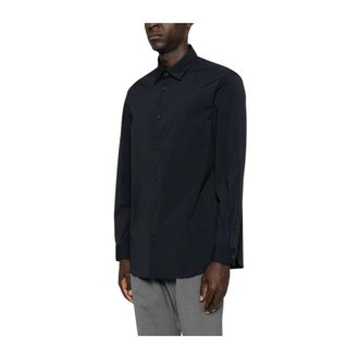 Emporio Armani Homme, Chemises, Bleu, Taille: L Chemise l&eacute;g&egrave;re textur&eacute;e &agrave; col &eacute;tal&eacute;
