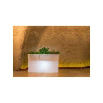 Monacis Jardini&egrave;re pot de fleurs rectangulaire avec lumi&egrave;re en r&eacute;sine 80X35 cm mod. Flowerpot led mutlicolor
