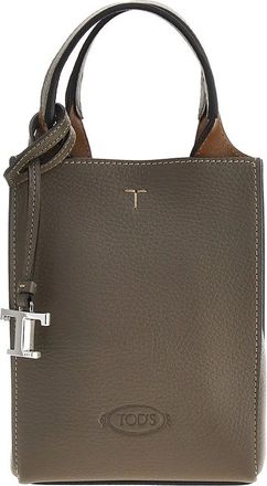 Tod's Micro sac cabas en cuir grain&eacute; - Femme - Sacs - Gris - Taille: ONE Size