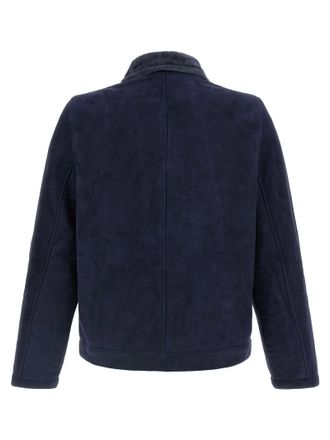 Giorgio Brato Merino Shearling Collar Overshirt - Navy