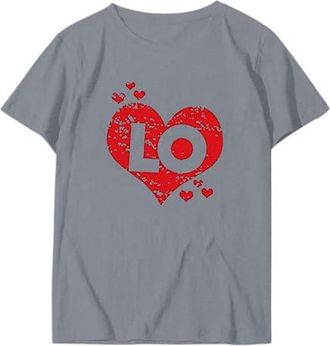 Generic T-shirt graphique &agrave; manches courtes pour la Saint-Valentin 2026 pour hommes et femmes, t-shirt tendance d&eacute;contract&eacute; pour jeunes, gris, XXL