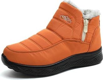 Generic Dritnow Bottes de neige isolées pour femme - Bottines dhiver chaudes doublées de fourrure - Chaussures épaisses - Fermeture éclair plate - Imperméable